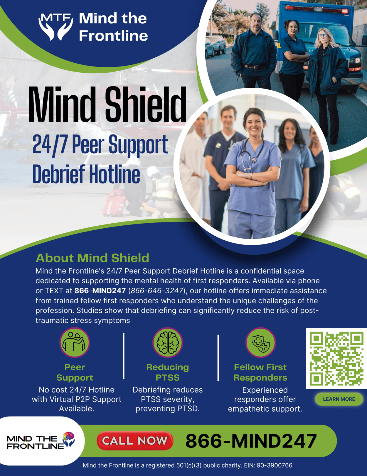 Mind Shield by Mind the Frontline | 24/7 Debrief Hotline